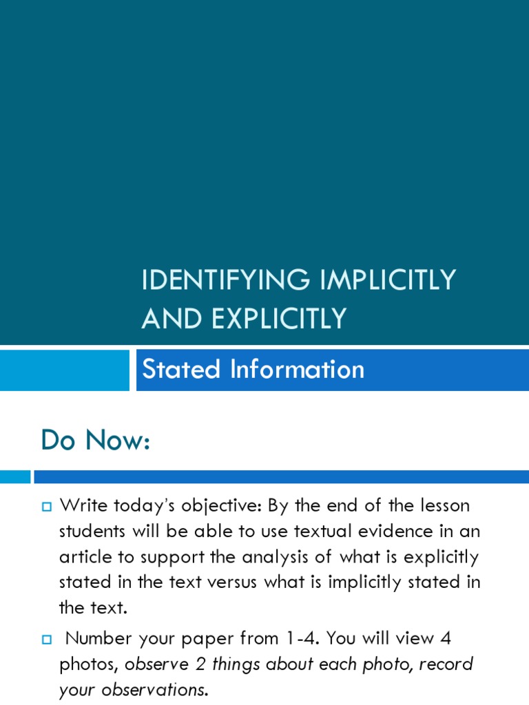 Identifying Implicitly and Explicitly: Stated Information | PDF ...