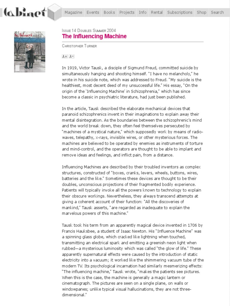 The Influencing Machine | PDF | Sigmund Freud | Machines