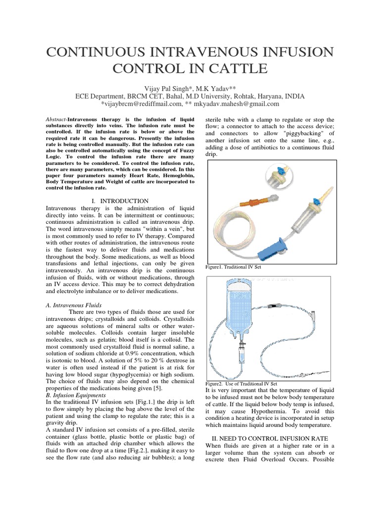 Continuous Intravenous Infusion Control in Cattle | PDF | Intravenous ...