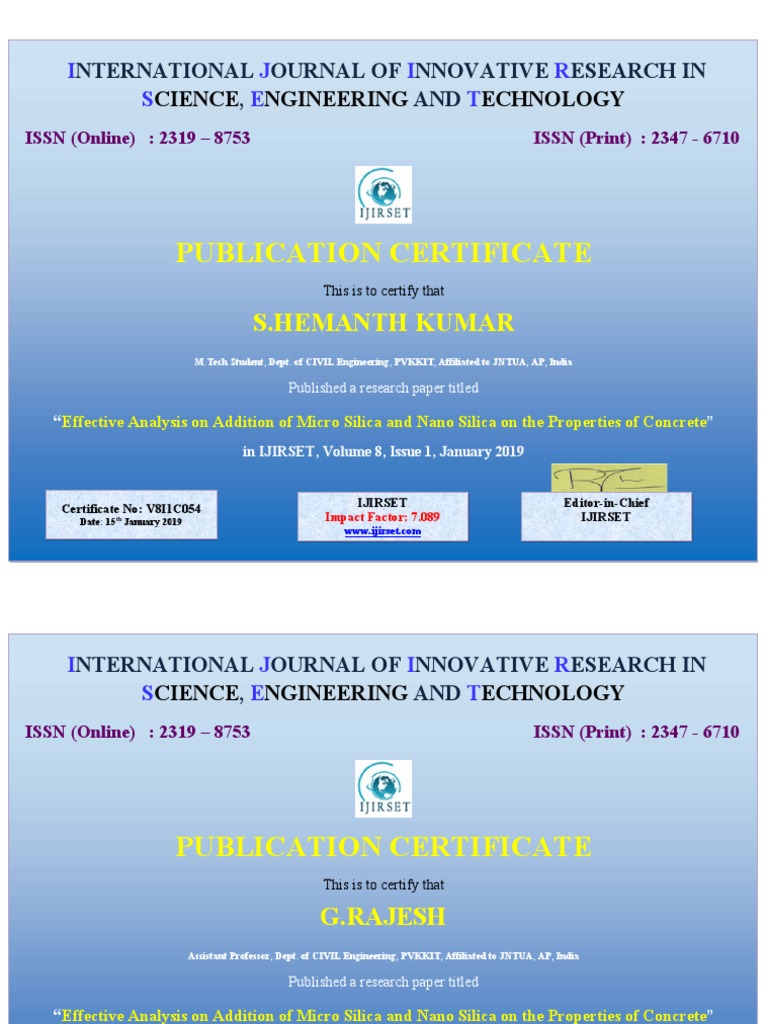 Journal Certificate Format | PDF