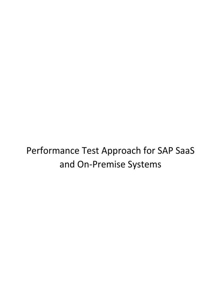 Performance Test Approach For SAP SaaS | PDF | Software As A Service ...
