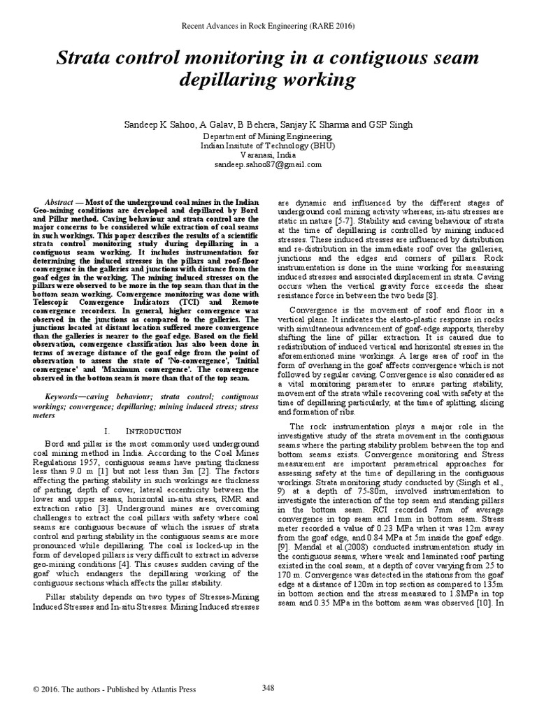 Strata Control Monitoring in Contiguous Seam Mining | PDF | Coal Mining ...