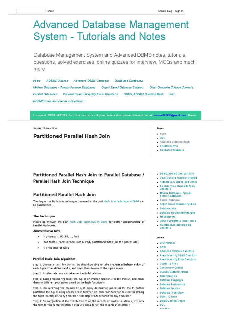 Advanced Database Management System - Tutorials and Notes - Partitioned ...