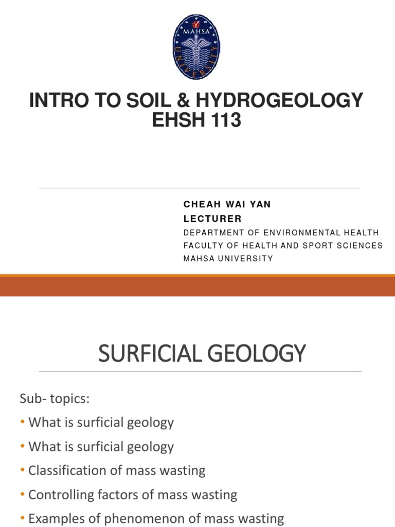 Understanding Surficial Geology and Mass Wasting: Classification ...