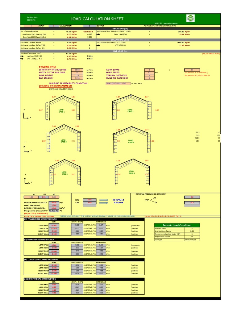 Load Calculation Sheet: Building Data | PDF | Applied And ...