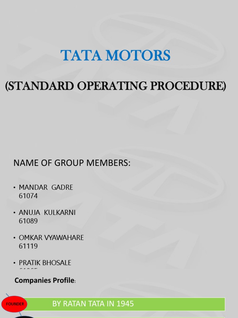 Tata Motors: (Standard Operating Procedure) | PDF | Radio Frequency ...