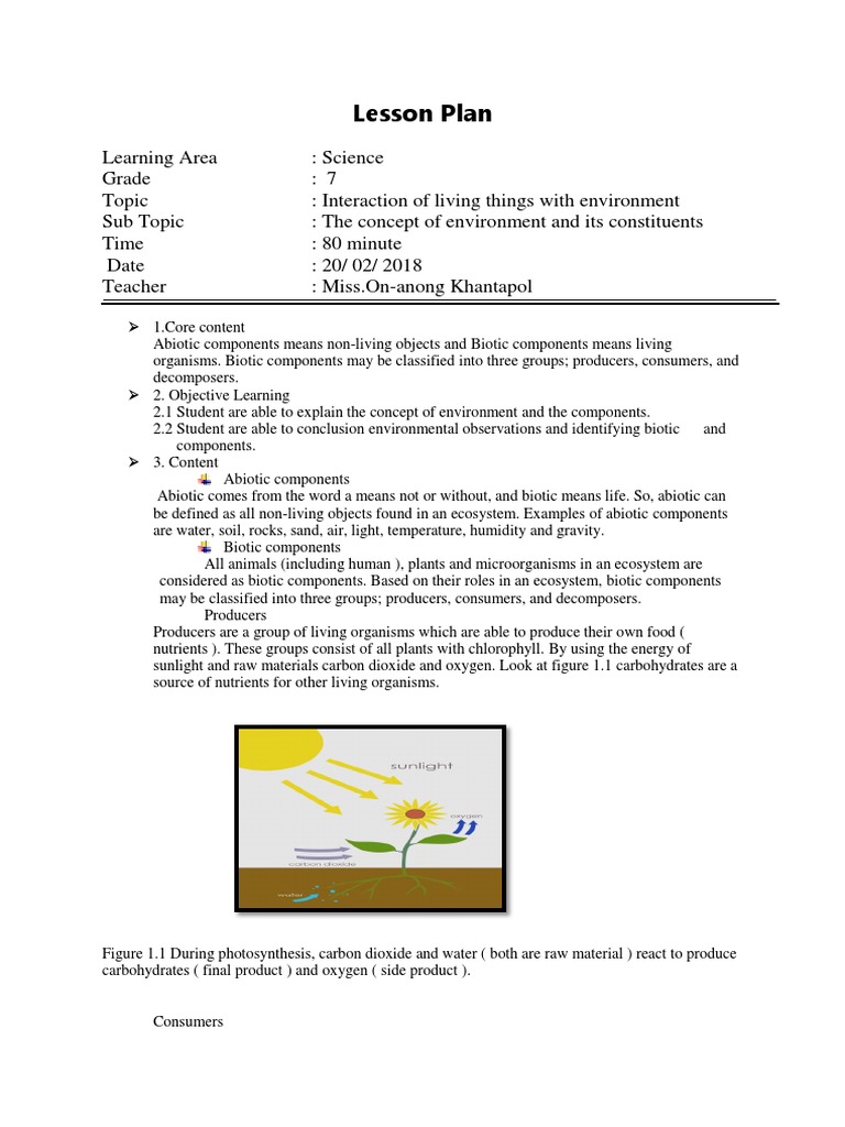 Lesson Plan Biotic and Abiotic | PDF | Ecosystem | Ecology