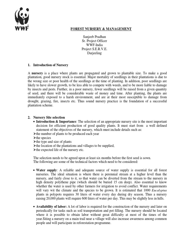 Tree Nursery How To Pdf Download Free Pdf Plant Nursery Sowing