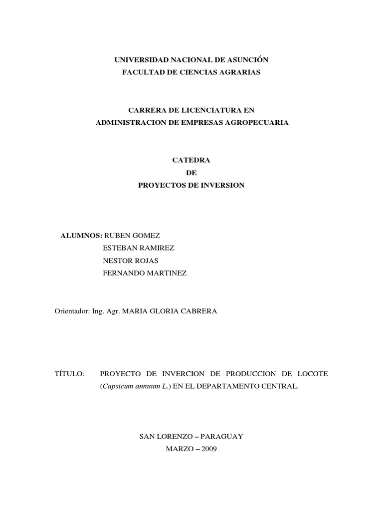 Proyecto de Locote | PDF | Pimiento | Economias