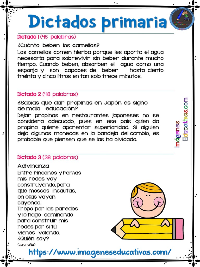 30 DICTADOS PARA PRIMARIA 1º 2º Y 3º CICLO - Parte1 PDF | PDF