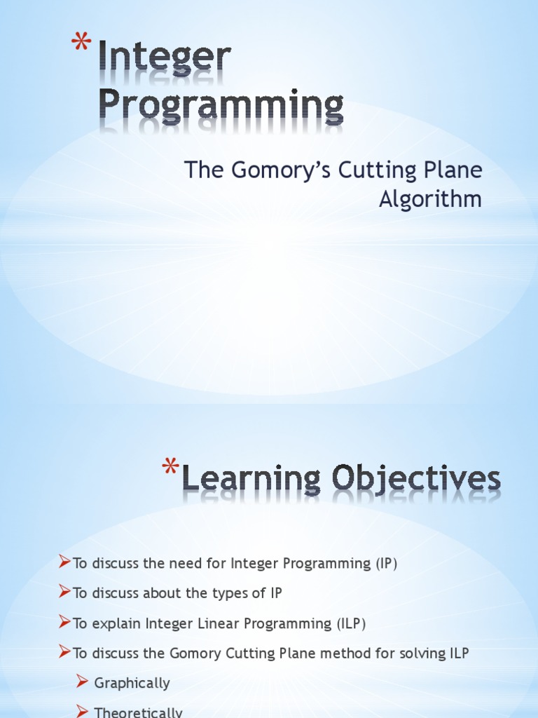 Gomory Cutting Plane Method | Download Free PDF | Mathematical Optimization | Linear Programming