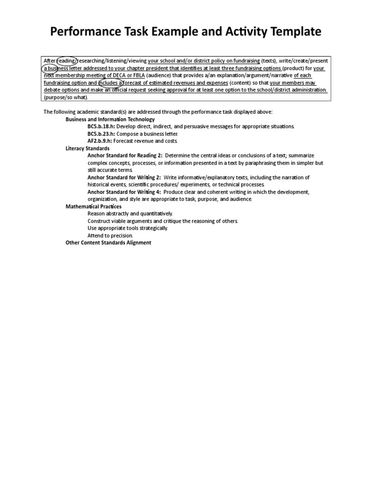 Performance Task Example and Activity Template | PDF | Narrative ...