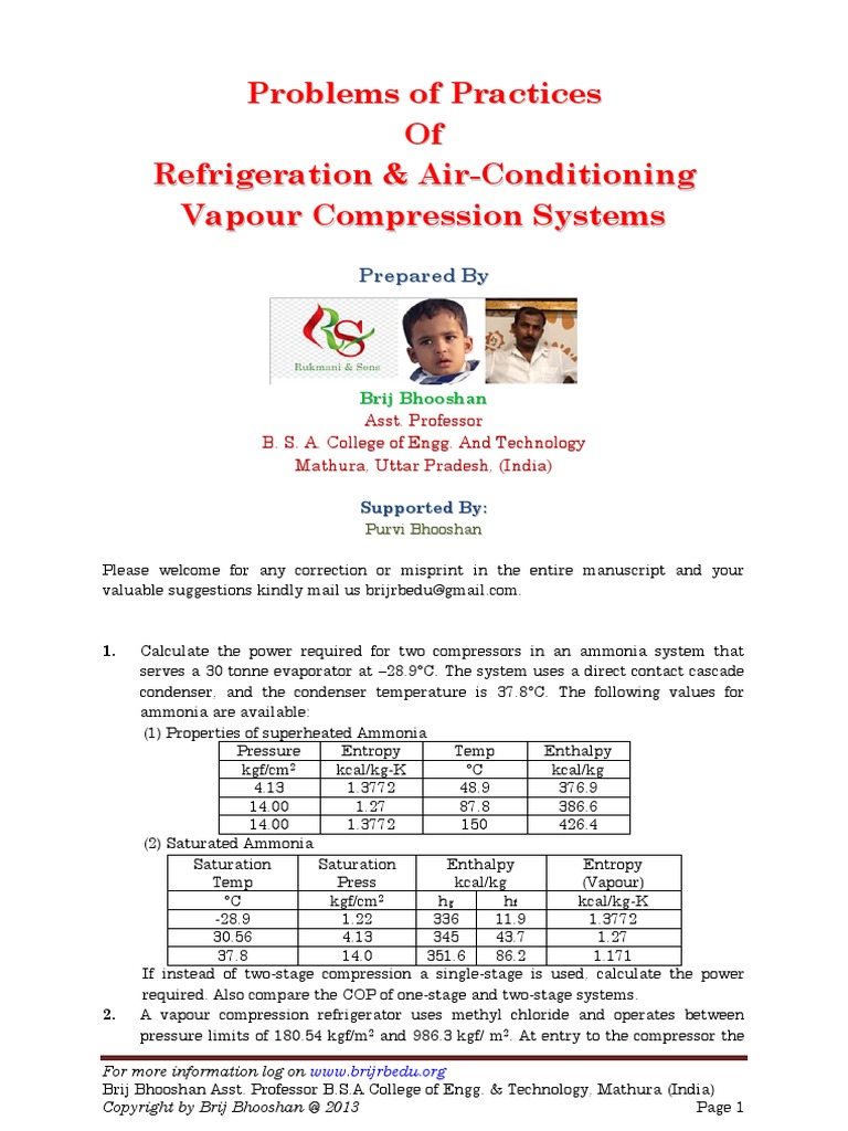 3-Vapour Compression Systems | PDF | Enthalpy | Refrigeration
