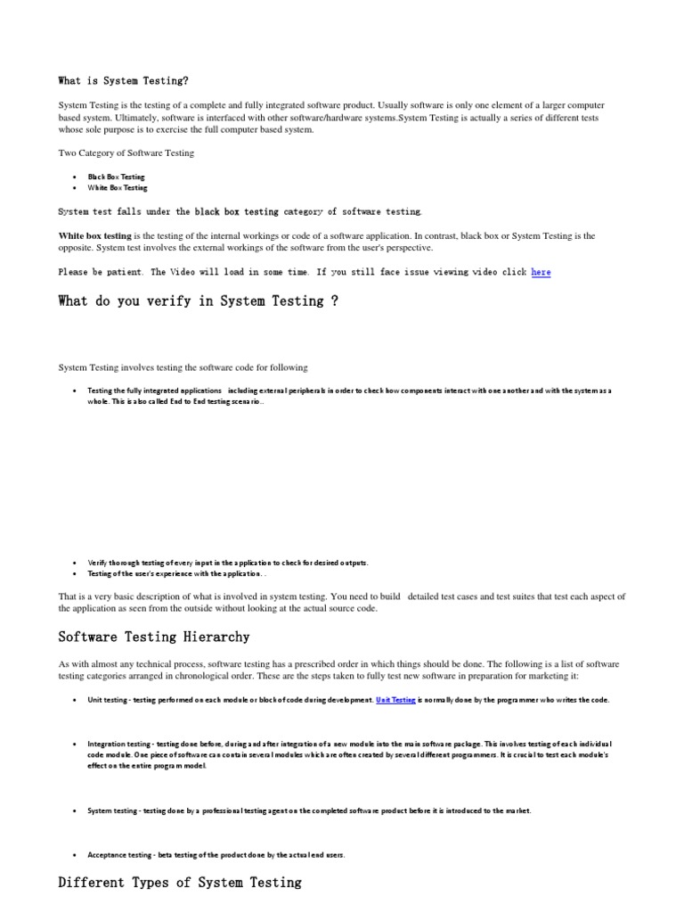 System Testing Description | PDF | Software Testing | System