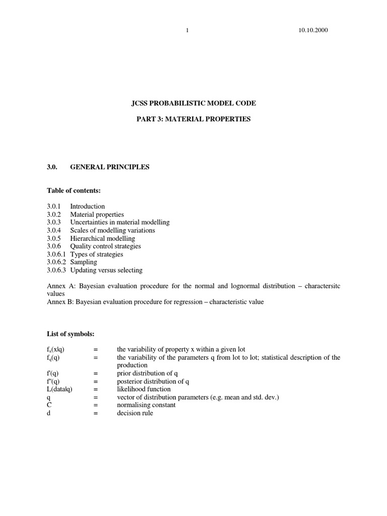 Jcss Probabilistic Model Code Part 3: Material Properties | PDF | Yield (Engineering) | Young's ...