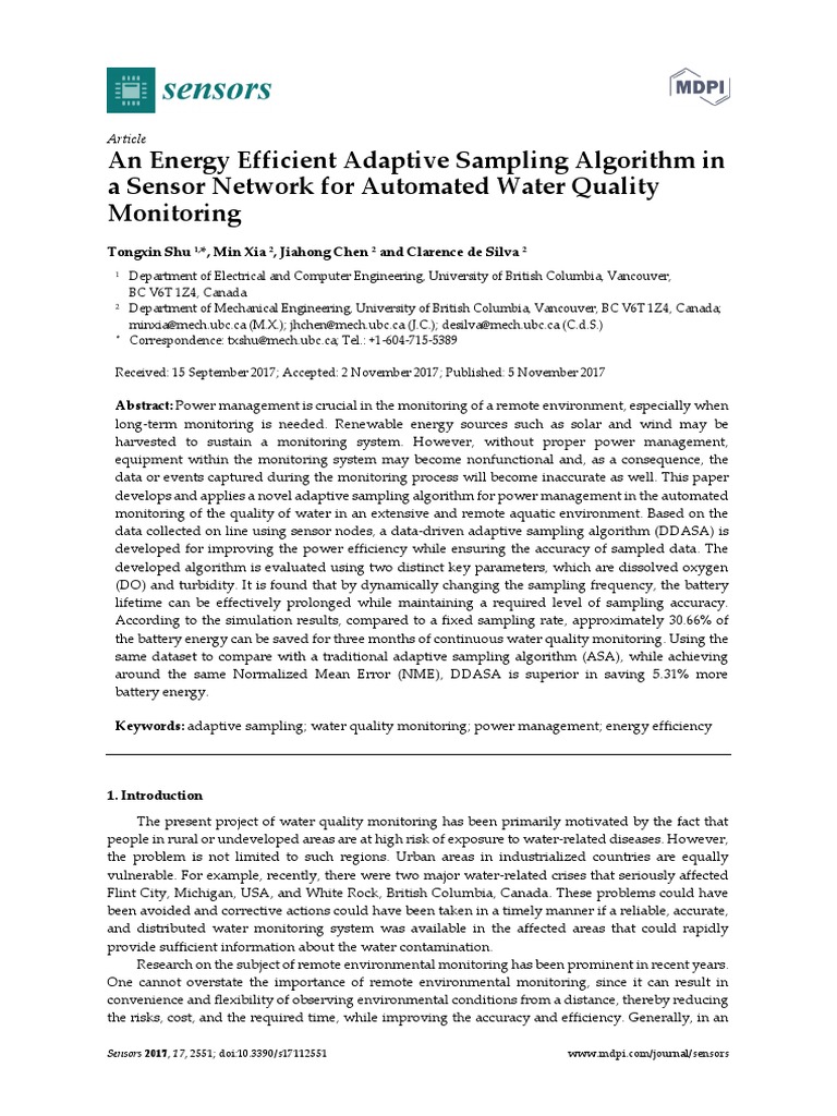 An Energy Efficient Adaptive Sampling Algorithm in A Sensor Network For Automated Water Quality ...