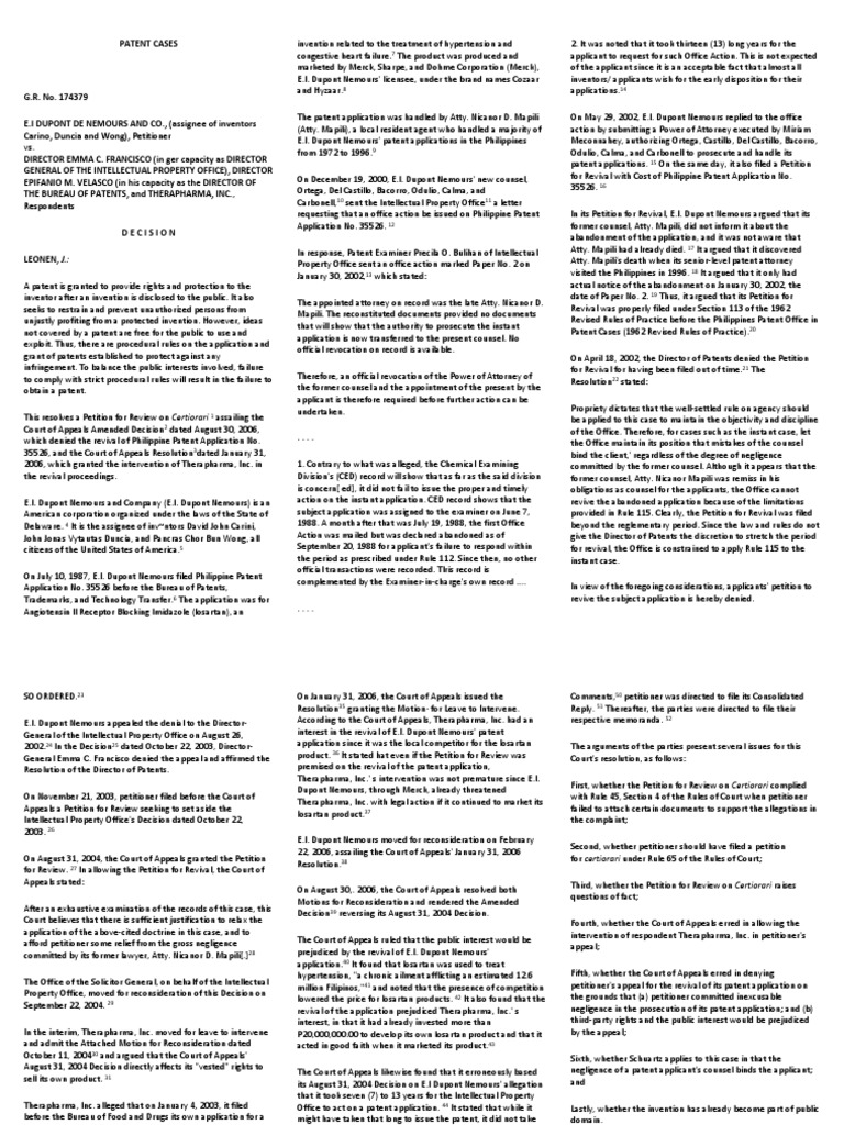 Ip Cases | PDF | Patent Application | Patent