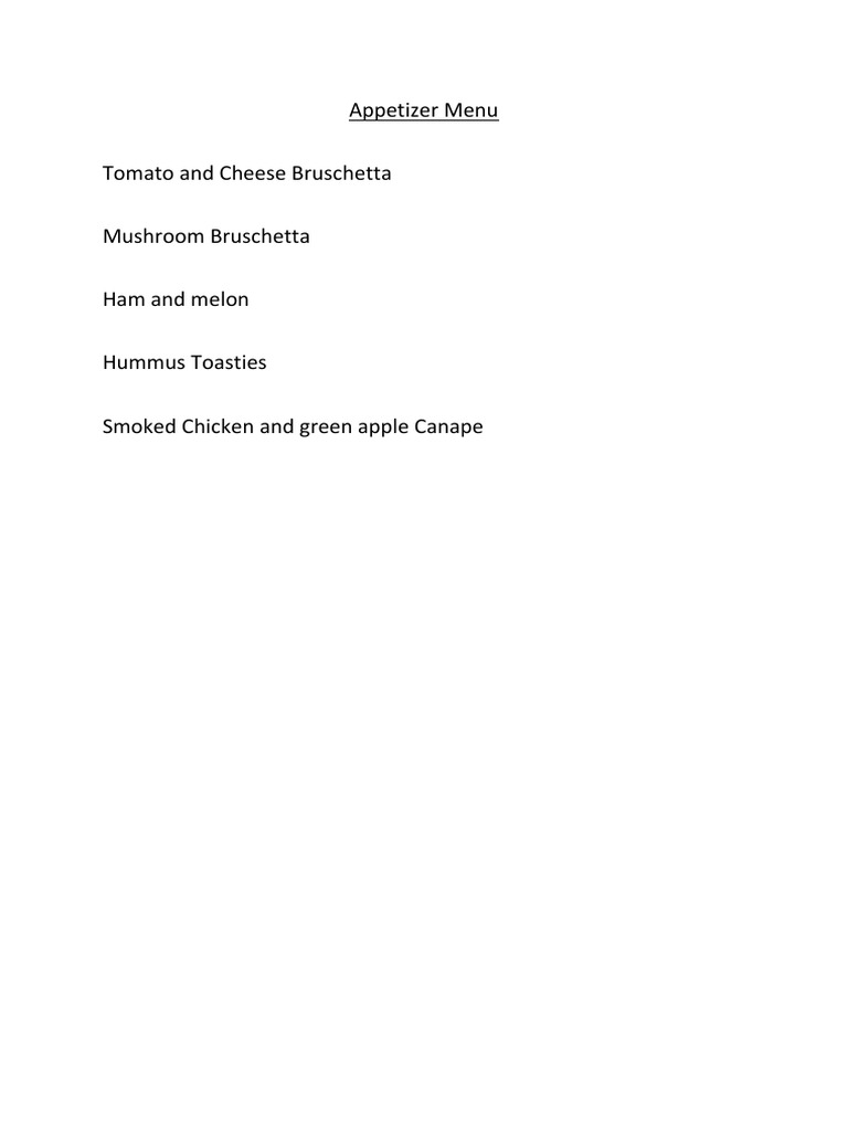 Appetizer Menu | PDF