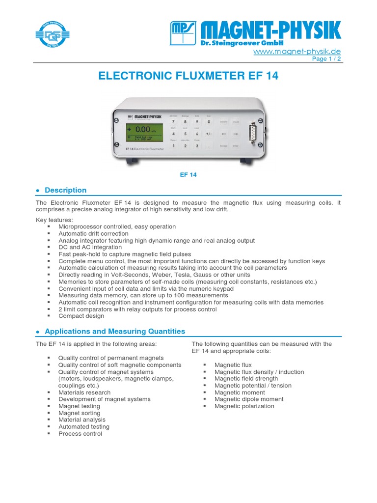 Manual de Fluxmeter | PDF | Magnetic Field | Inductor