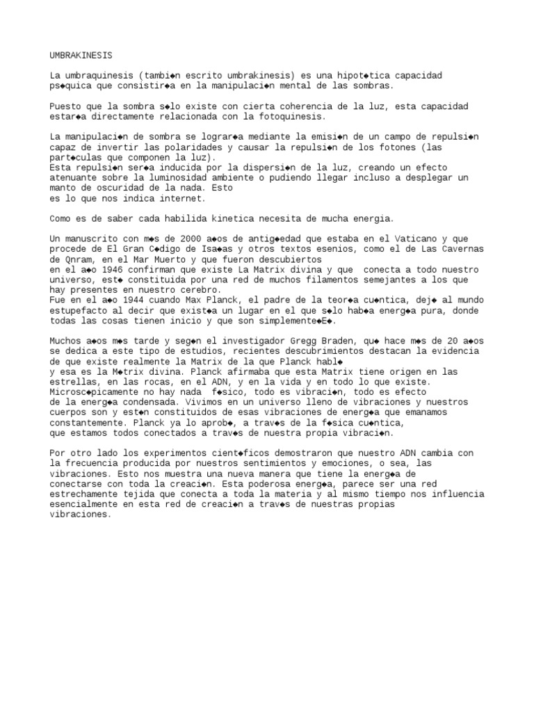 Umbrakinesis Parte 1 | PDF | Ligero | Science