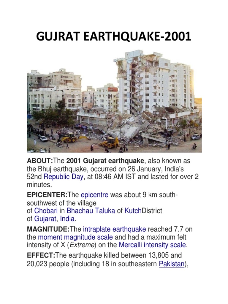 Gujrat Earthquake-2001: ABOUT:The 2001 Gujarat Earthquake, Also Known ...