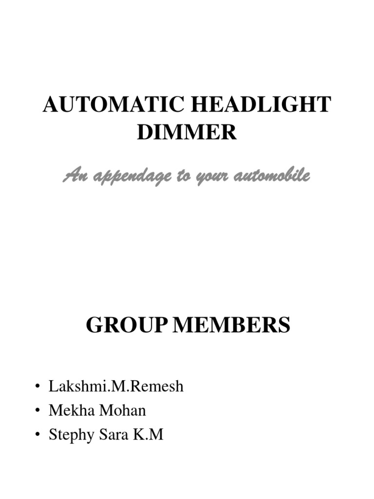 Automatic Head Light Dimmer | PDF | Headlamp | Exports