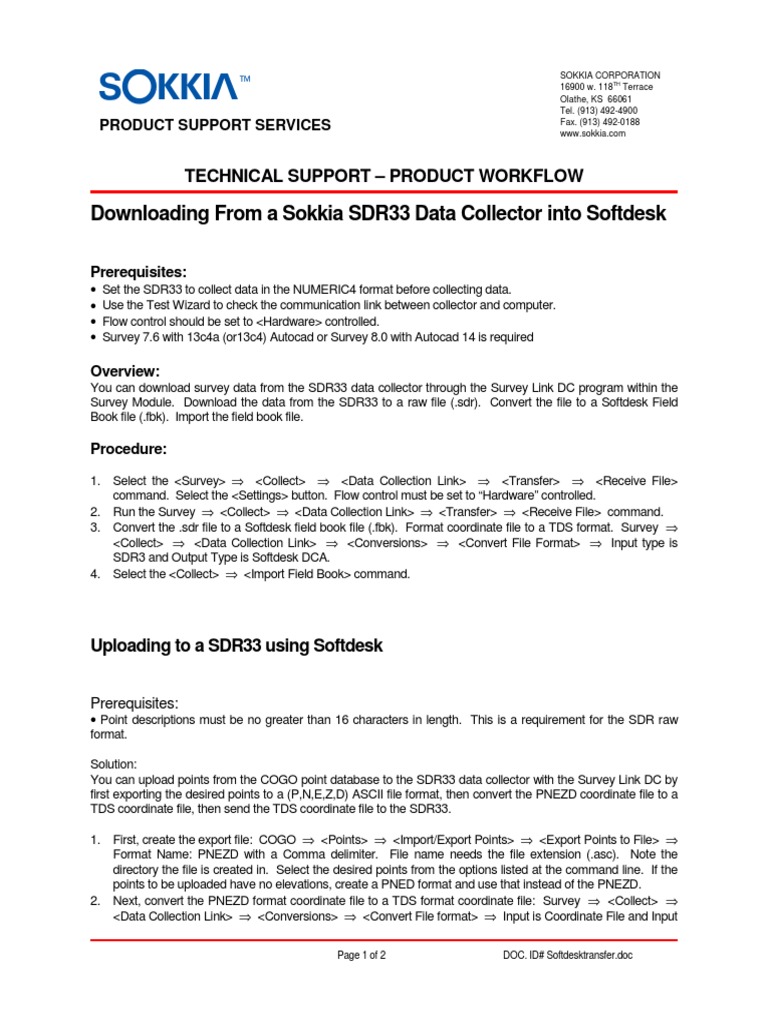 SDR33 Data Transfer with Softdesk | PDF | File Format | Ascii