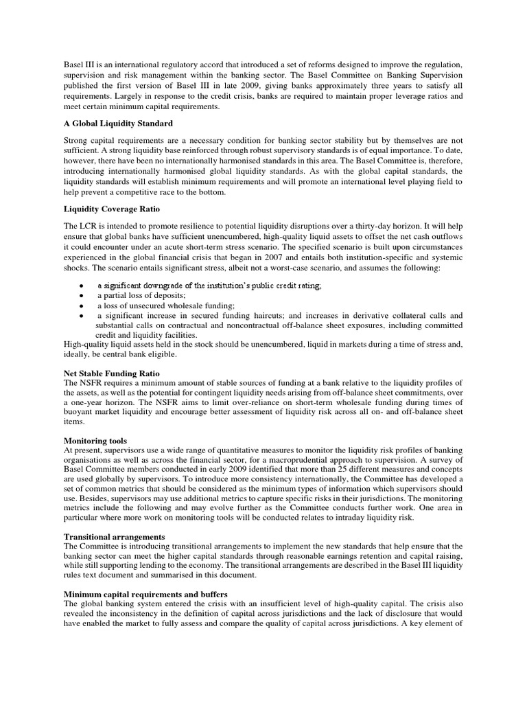 Basel III Banking Reforms Overview | PDF | Basel Iii | Leverage (Finance)