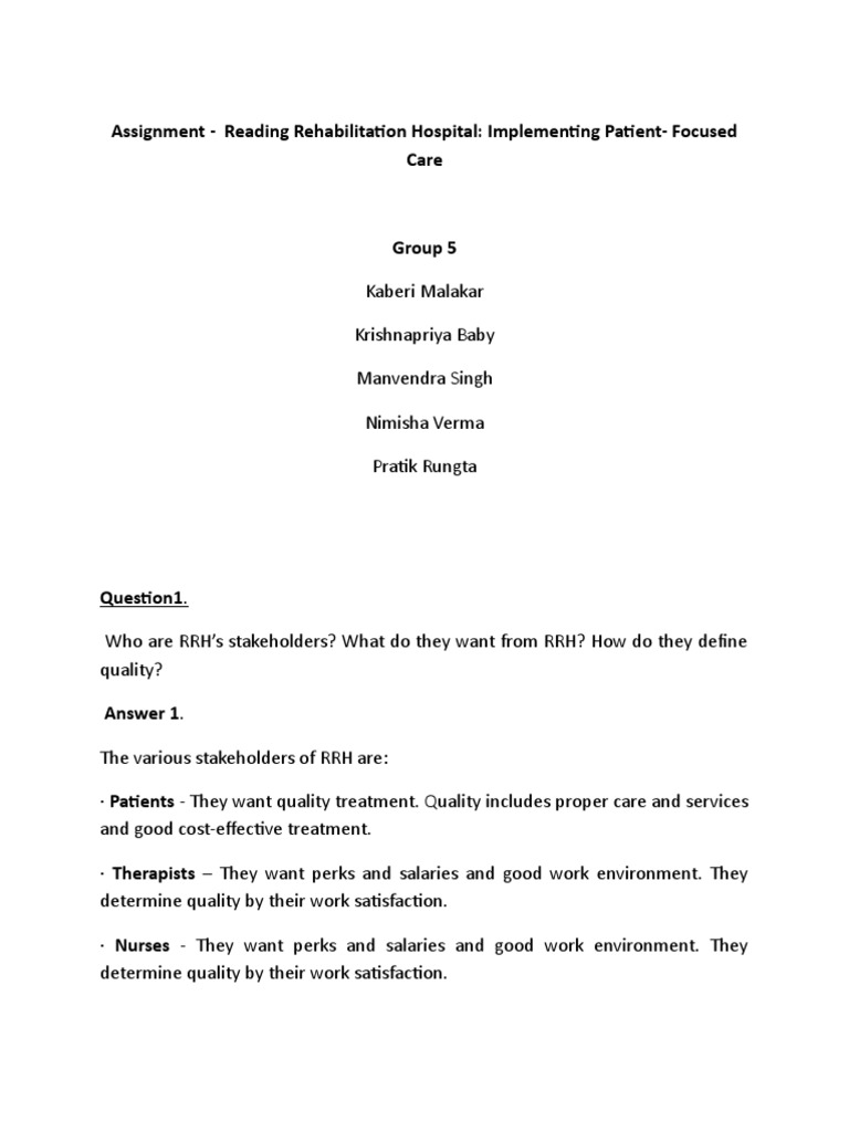 Group5 RRH Assignment | PDF | Hospital | Nursing