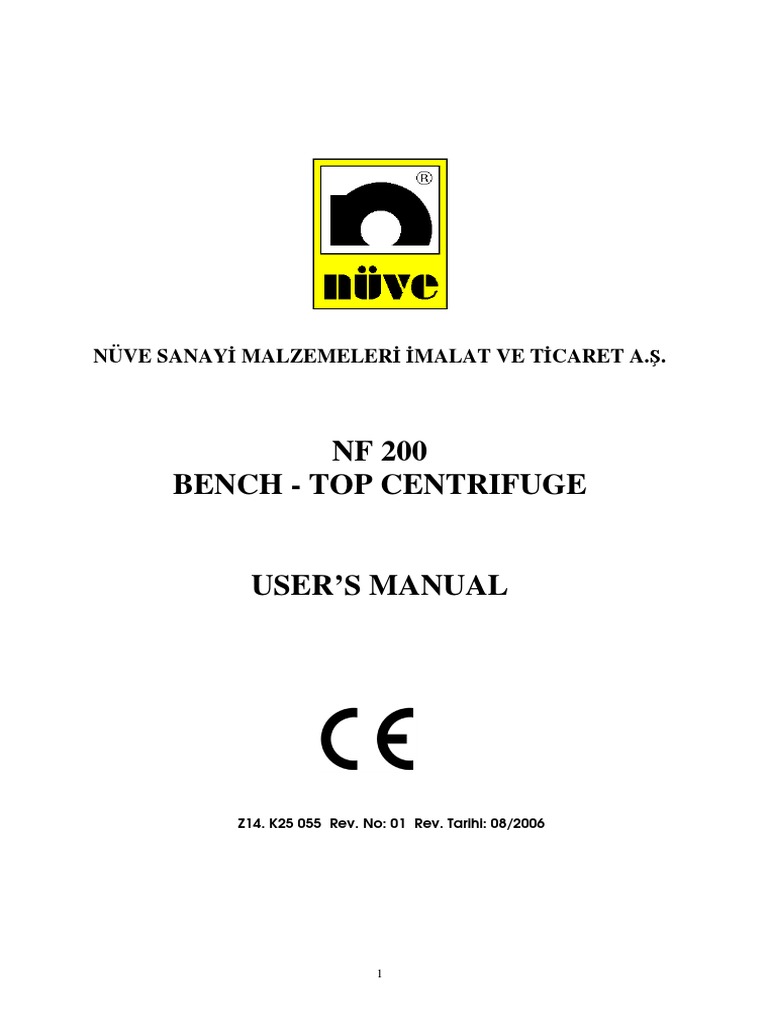 Centrifuga Nuve NF200 | PDF | Centrifuge | Mains Electricity