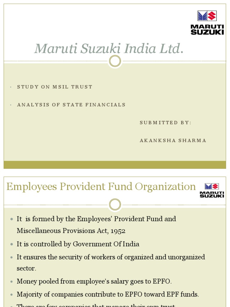 Maruti Suzuki India LTD.: Study On Msil Trust | PDF