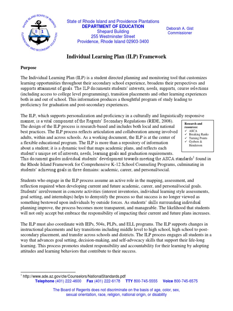 Individual Learning Plan (ILP) Framework: Purpose | PDF | School Counselor | Individualized ...