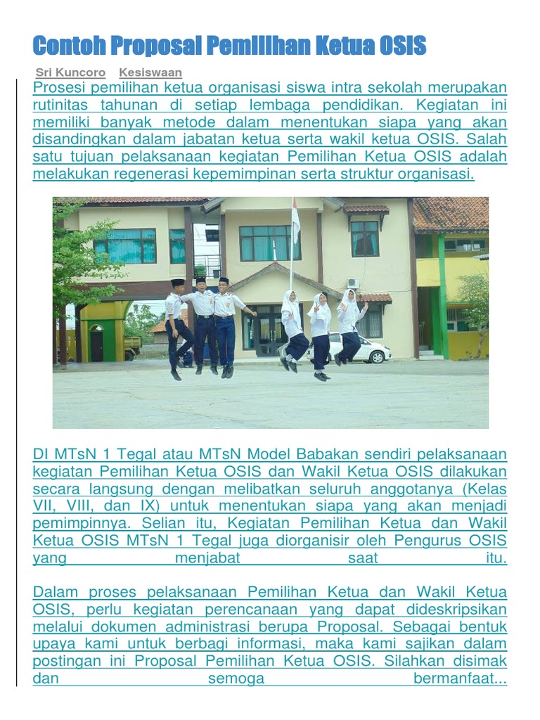 Contoh Proposal Pemilihan Ketua OSIS | PDF