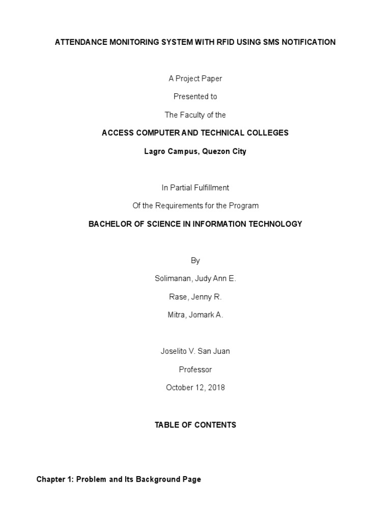 Attendance Monitoring System With Rfid Using Sms Notification | PDF ...