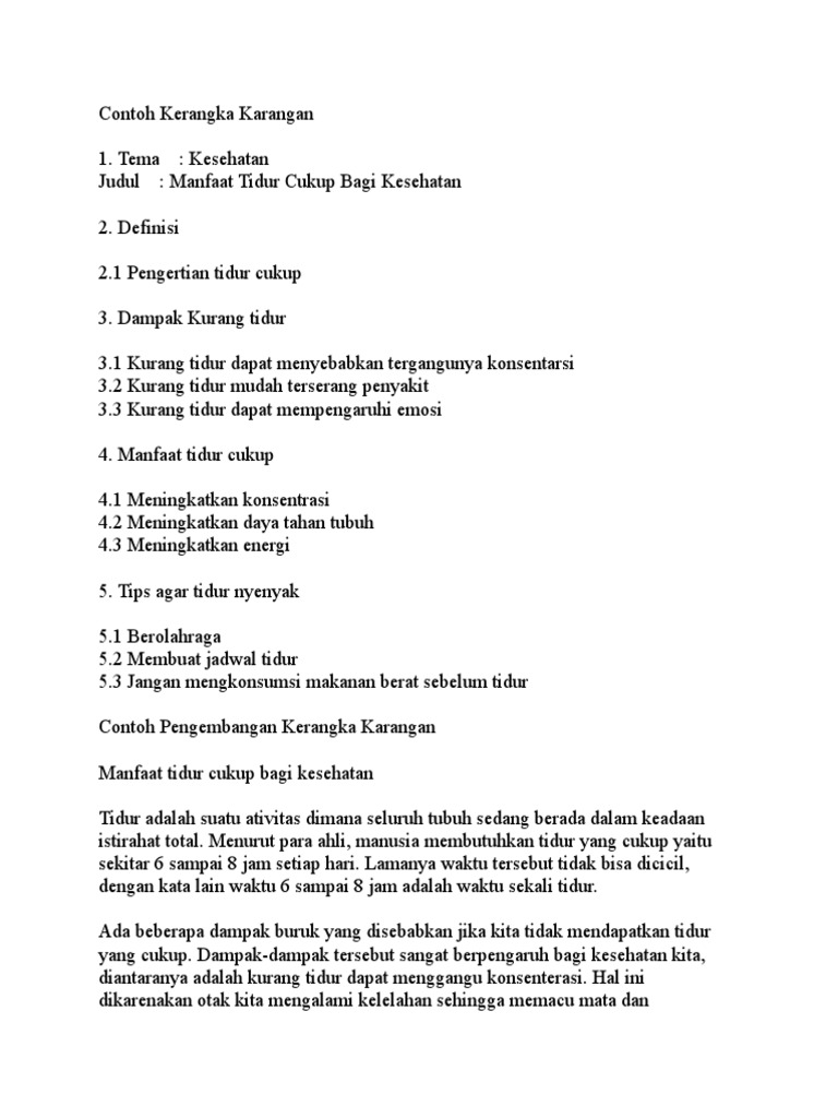 Contoh Kerangka Karangan | PDF
