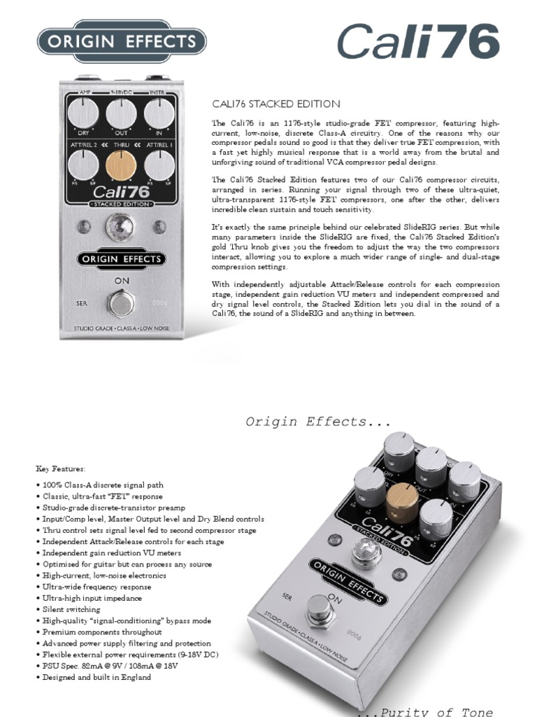 Origin Effects Cali76 SE Stacked Edition Instruction Manual | PDF ...