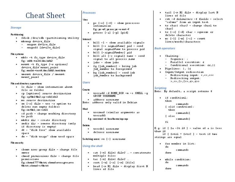 Cheat Sheet | PDF | Command Line Interface | Computer File