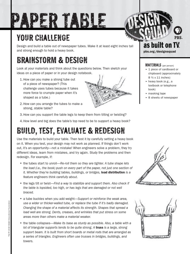 Paper Design Challenge Table
