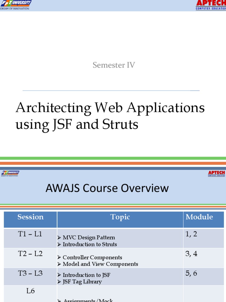 Architecting Web Applications Using JSF and Struts: Semester IV | PDF | Model–View–Controller ...