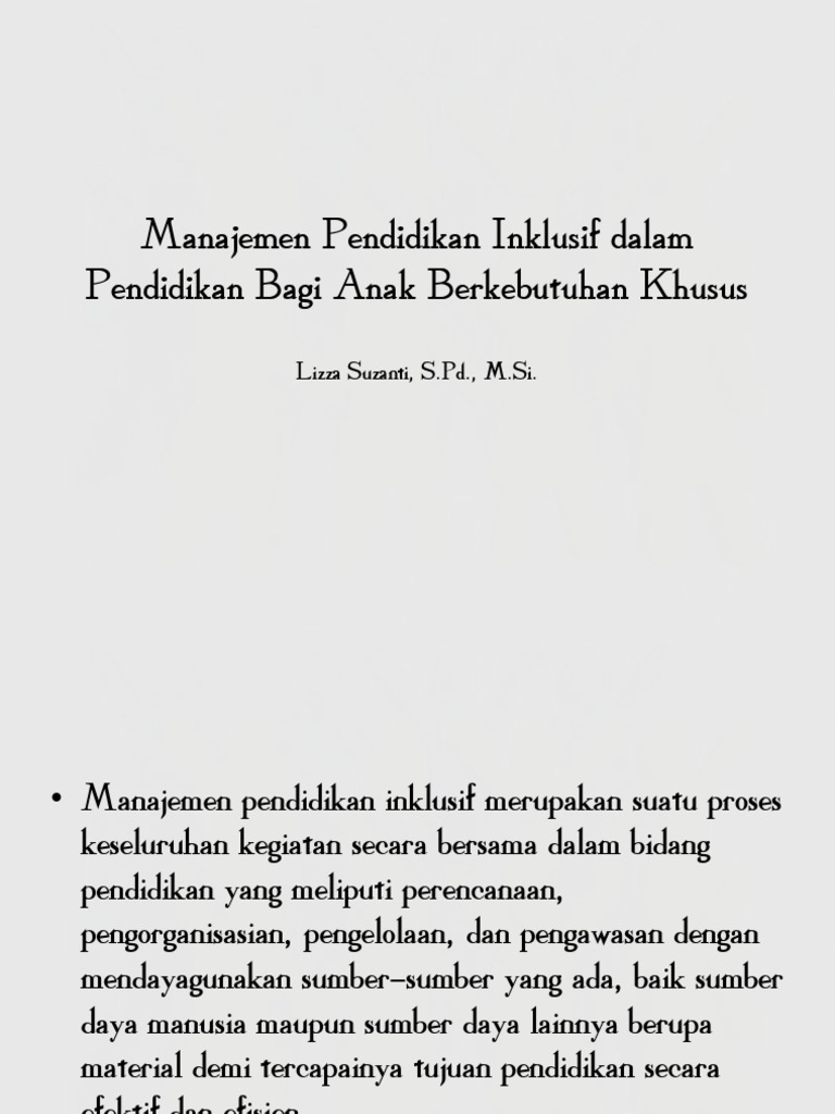 Manajemen Pendidikan Inklusif | PDF