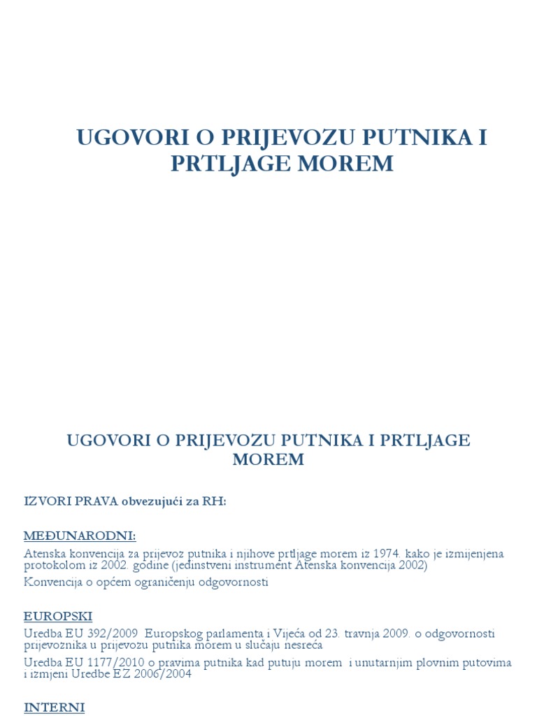 Ugovor o Prijevozu Putnika I Prtljage Morem - Web | PDF