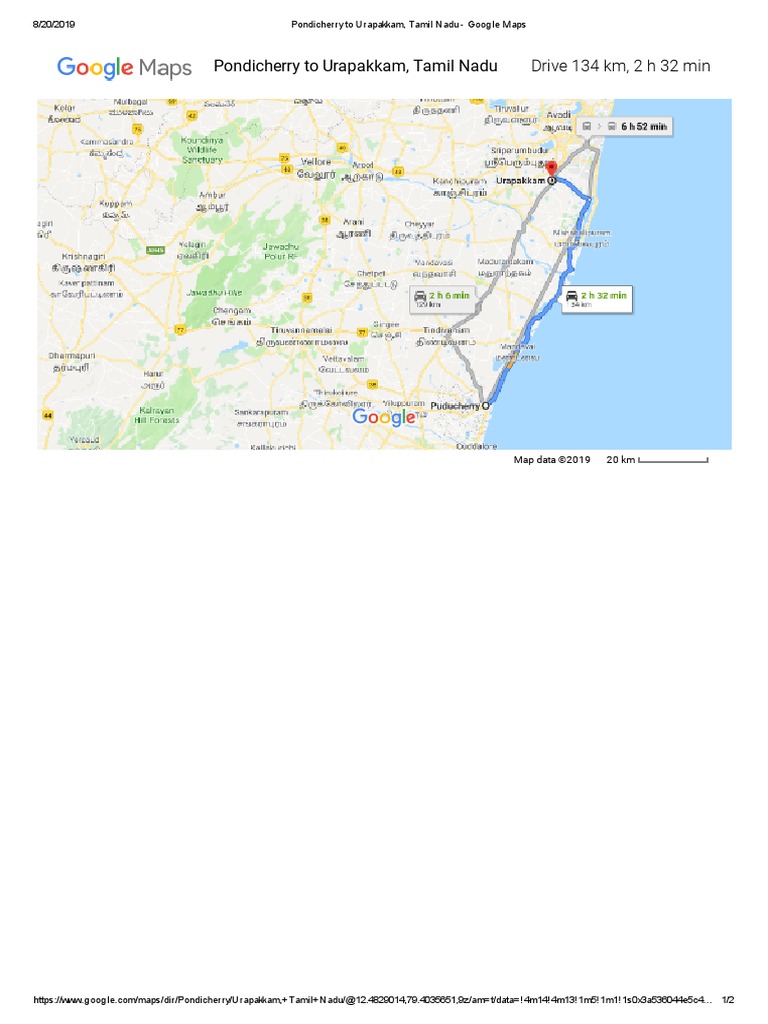 Pondicherry To Urapakkam, Tamil Nadu - Google Maps | PDF | Nature