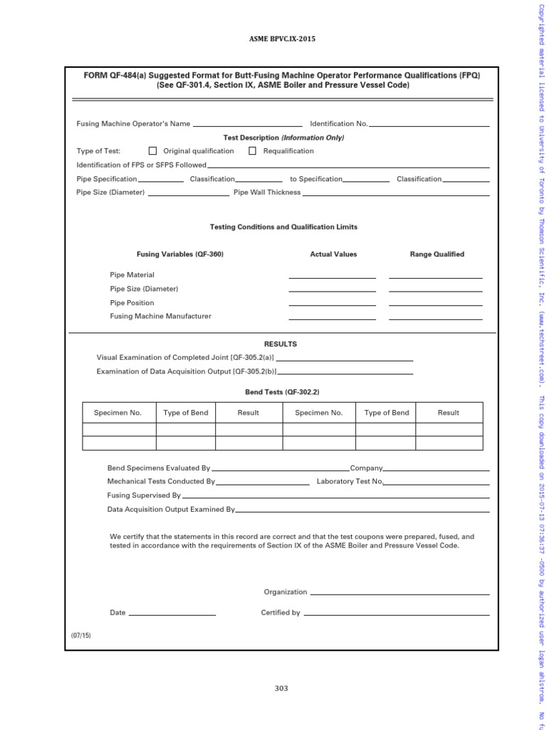 Formato FPQ | PDF | Pipe (Fluid Conveyance) | Engineering