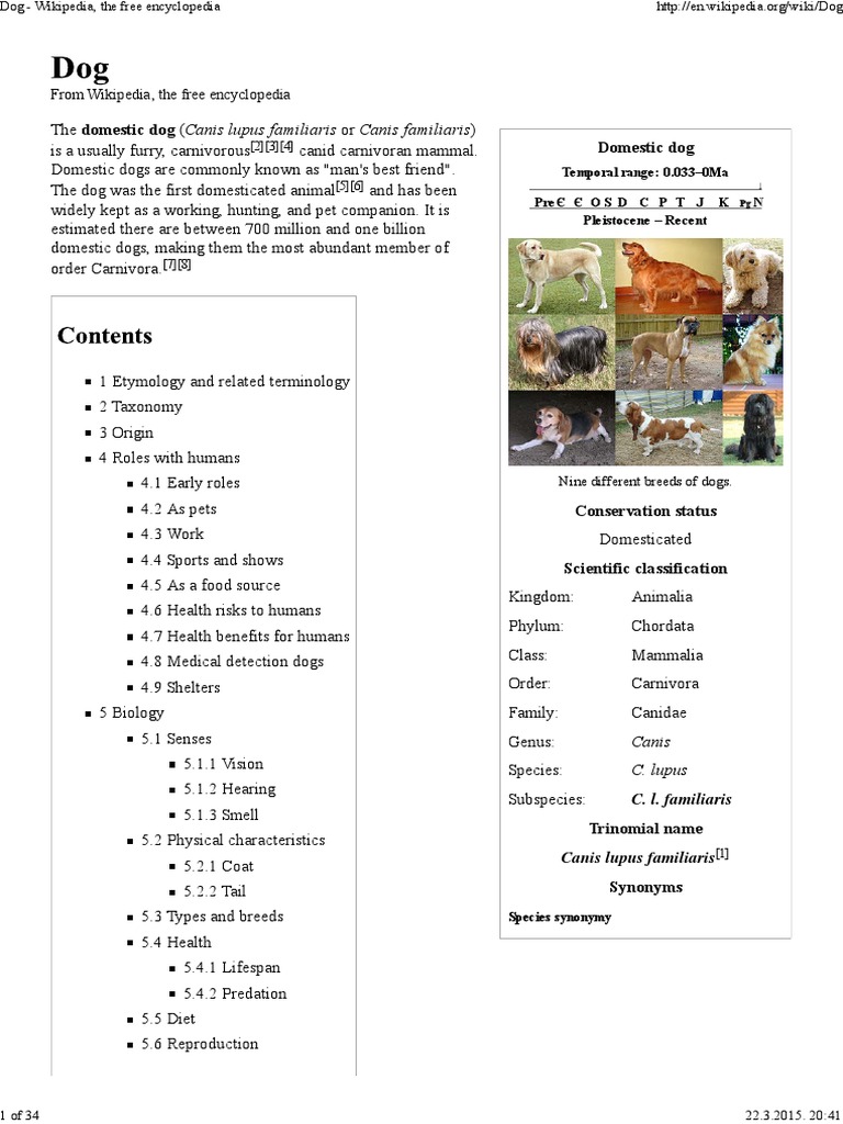 From Wikipedia, The Free Encyclopedia: Domestic Dog | Download Free PDF ...