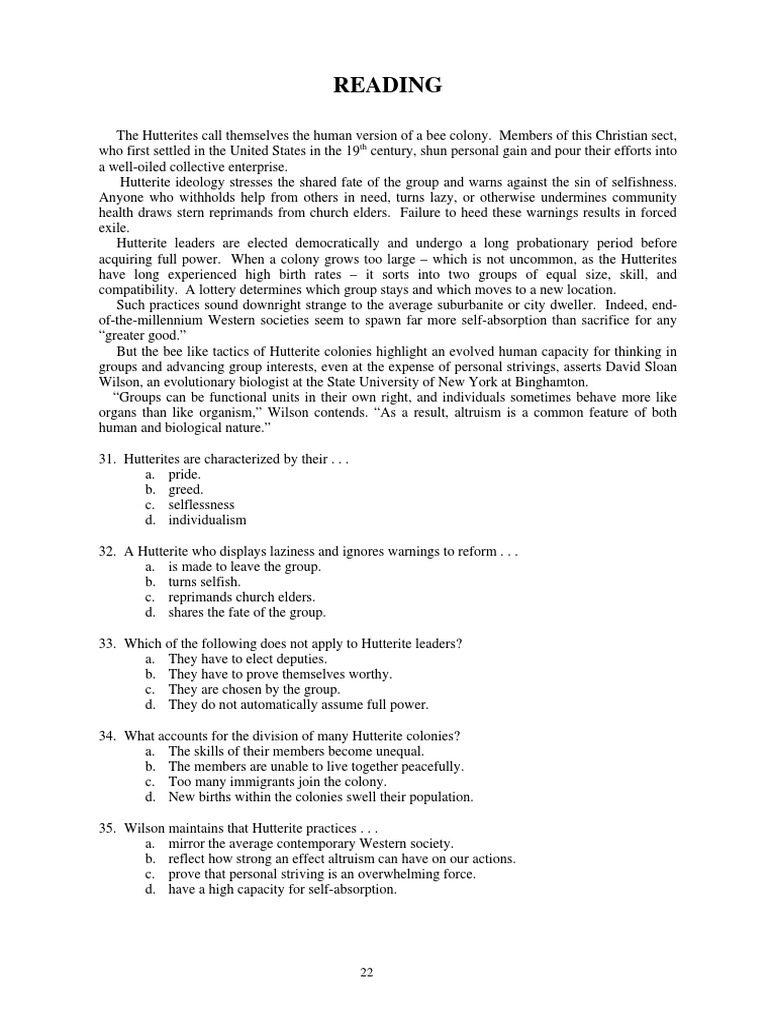 Reading Practice 4 | PDF | Altruism | Philosophical Theories