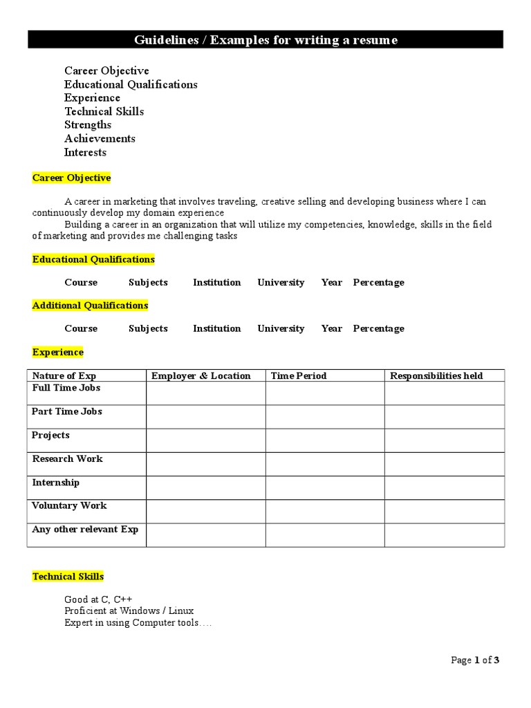 Resume Writing Guidelines and Tips | PDF | Expert | Communication