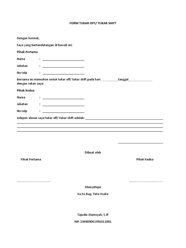 Form Tukar Off New | PDF