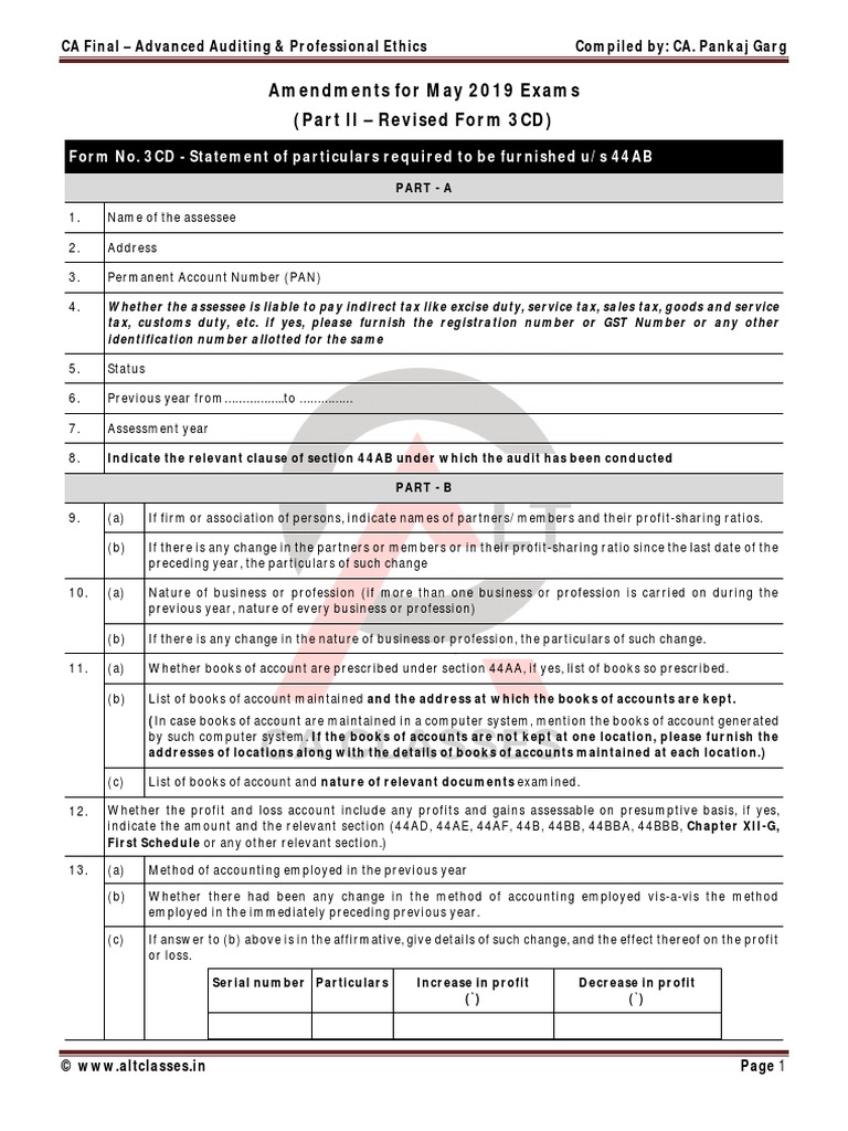 Revised Form 3CD by Pankaj Garg | Download Free PDF | Cheque | Payments