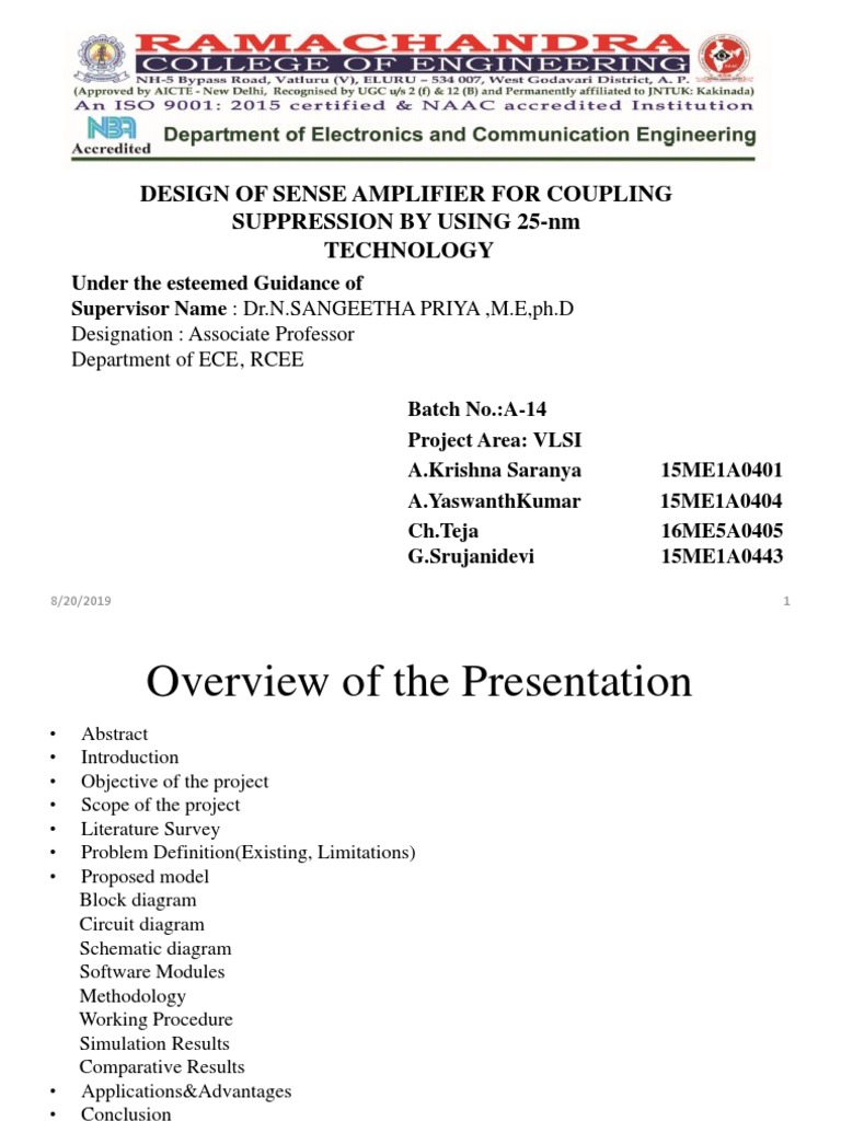 Design of Sense Amplifier For Coupling Suppression by Using | PDF ...
