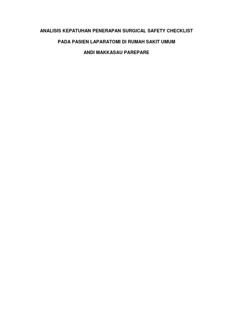 Surgical Safety Checklist | PDF